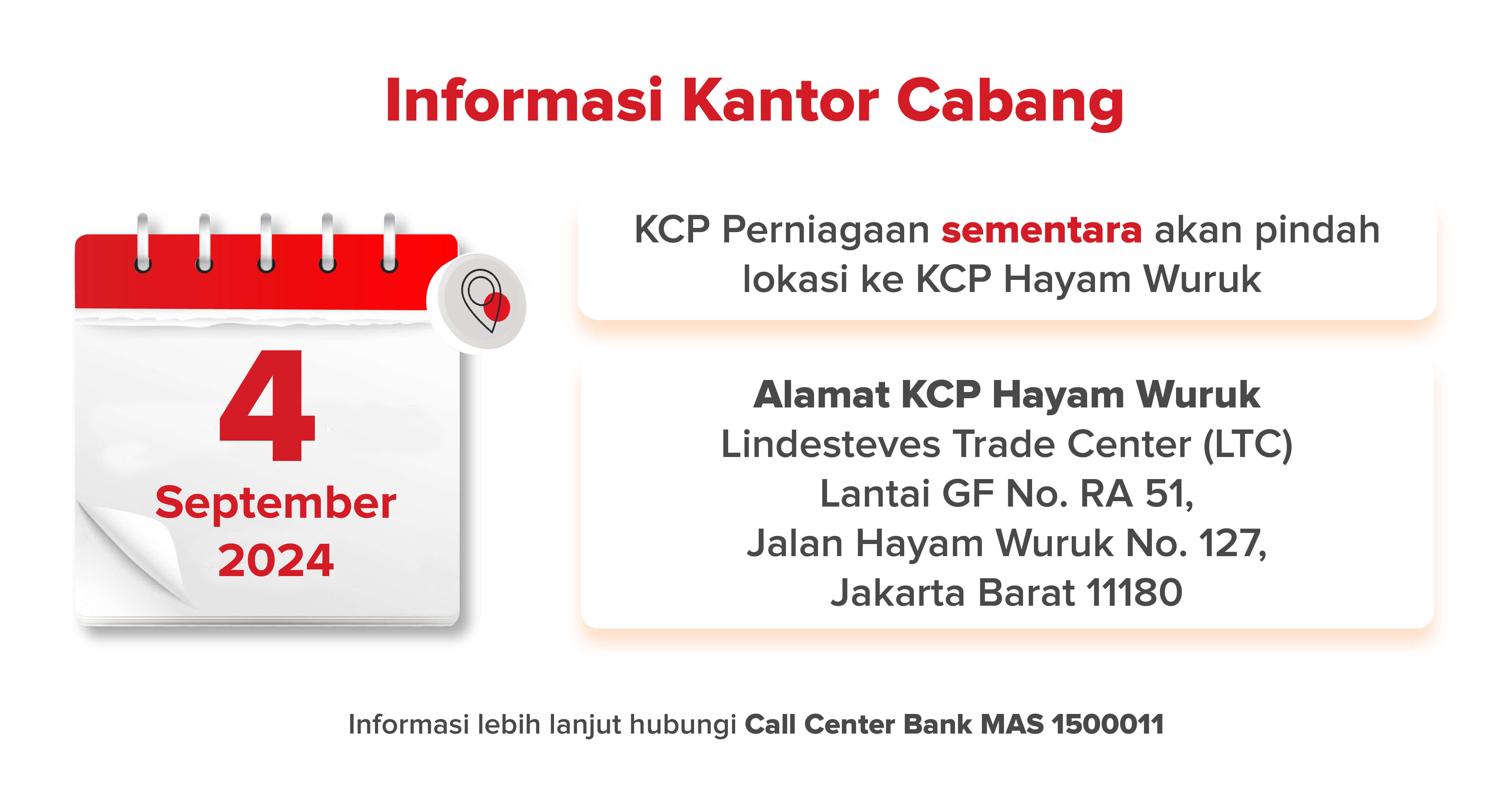 Informasi Pemindahan Sementara Operasional Bank MAS KCP Perniagaan ke ...